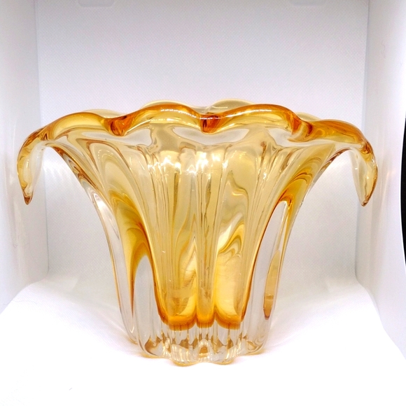 Murano | Other | Vintage Murano Teleflora Champagne Gold Thick Art ...